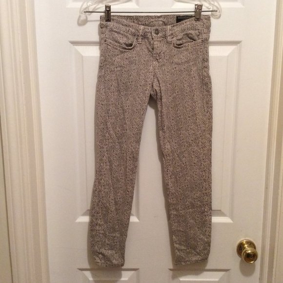 All Saints | Jeans | All Saints Jeans 24 Cream Gray Paisley Skinny ...